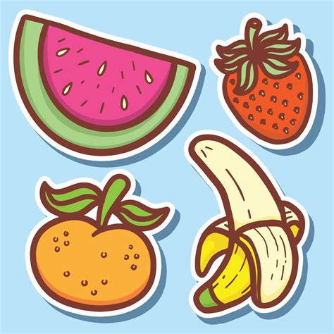 Cute Hand Drawn Fruits Stickers 5333163 Vector Art At Vecteezy