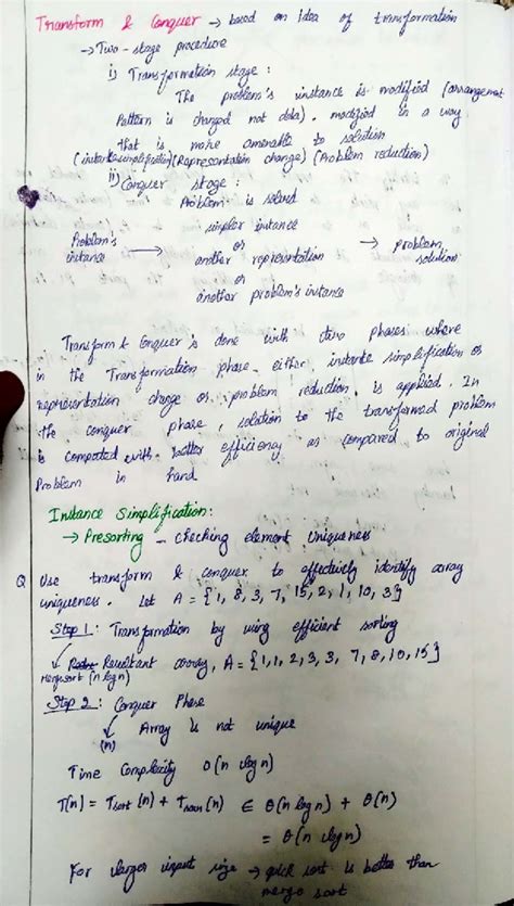 Daa Unit 2 And 3 Transform Conquer Techniques And Algorithms Studocu