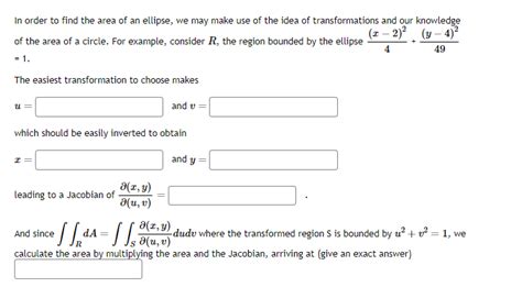 Solved In Order To Find The Area Of An Ellipse We May Make Chegg