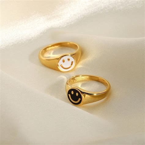 Gold Smiley Ring Preppy Ring Preppy Jewelry Trendy Jewelry