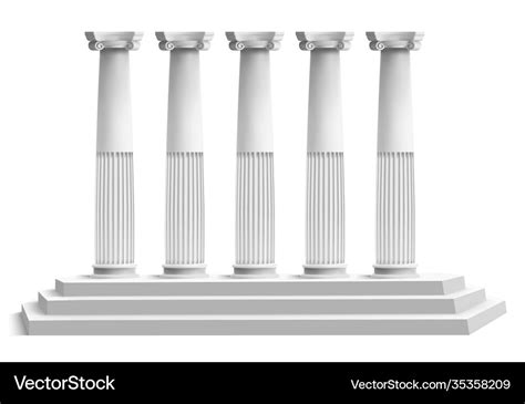 Realistic Temple Columns Ancient Greek Pillars Vector Image