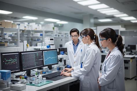 Premium Ai Image Bioinformatics Laboratory Futuristic Science Lab Background Wallpaper