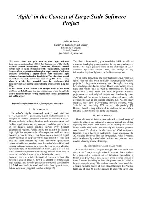 Pdf Agile In The Context Of Large Scale Software Project