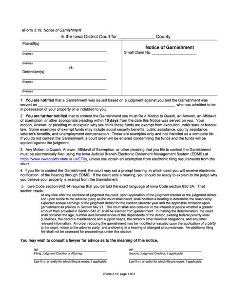 Iowa Notice Garnishment Fill Online Printable Fillable Blank
