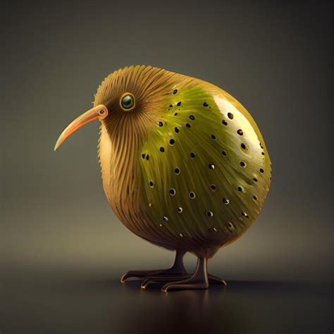 Premium Ai Image Kiwi Bird On A Dark Background 3d Illustration