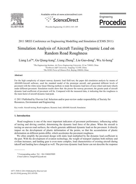 Pdf Simulation Analysis Of Aircraft Taxiing Dynamic Load On Random