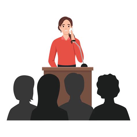 Young Woman Feeling Fear And Anxiety Before Stage Speech Nervous Shy Speaker With Fright Of