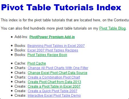 Pivot Table Tips On Contextures Excel Pivot Tables