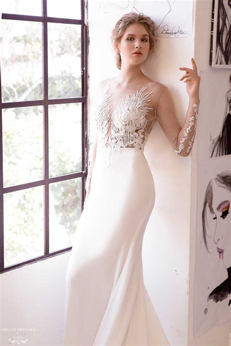 Illusion Long Sleeve Sheath Gown Dream Dresses By Pmn Dream