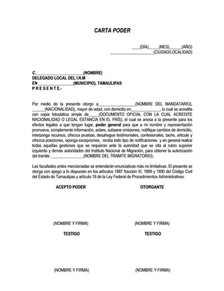 Descargar Carta Poder Word Carta Poder Formatos Y Ejemplos Word Para