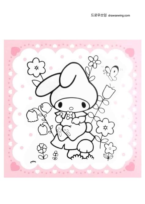 마이멜로디 색칠공부 도안 성인용 컬러링 페이지 컬러링 페이지 산리오