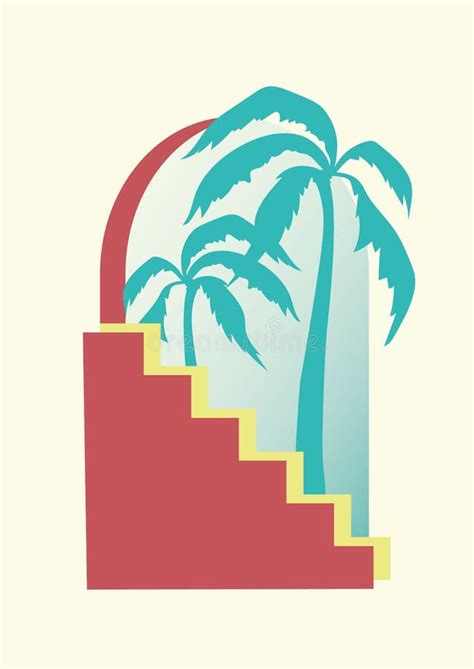 Morocco Architecture In Old City Poster Illustration Modern Aesthetic Illustrations Stock