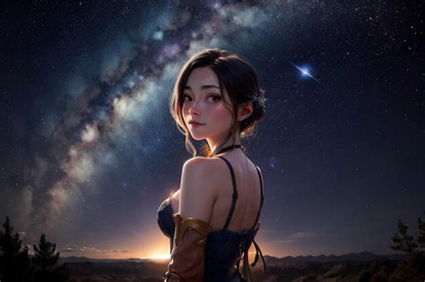 Premium Ai Image Milky Way Romantic Night Sky Full Of Stars The Girl