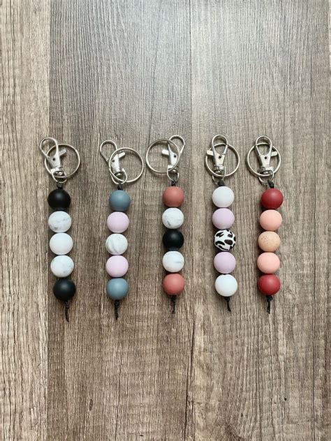 Silicone Bead Keychain Beaded Keychain Keychain Etsy
