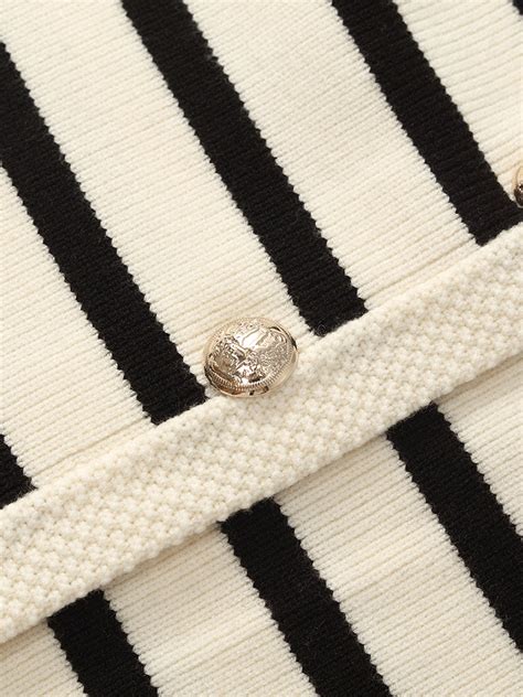 Knit Striped V Neck Vest Cardigan Goelia