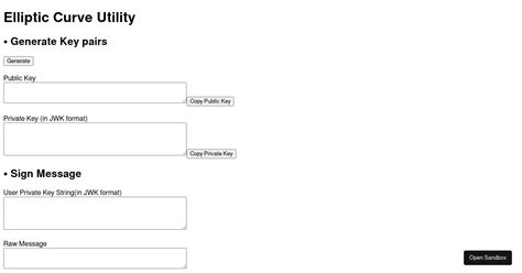 Elliptic Curve Utility Codesandbox