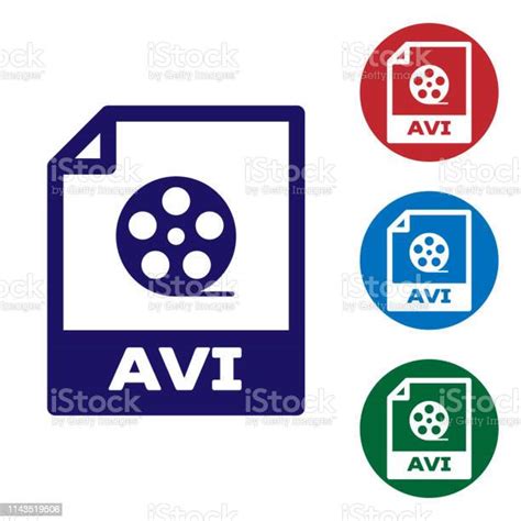 藍色 Avi 檔文檔圖示下載在白色背景上隔離的 Avi 按鈕圖示avi 檔符號在圓形按鈕中設置顏色圖示向量插圖向量圖形及更多互聯網圖片 Istock