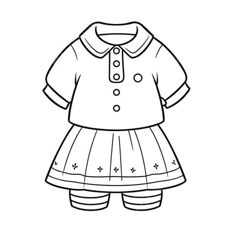 兒童服裝系列著色頁 基本簡單可愛卡通服裝大綱 在白色背景上孤立 兒童彩頁png去背圖片素材免費下載，免摳圖設計圖案下載 Pngtree