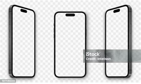 透明な画面を持つ現実的なモデルのスマートフォンスマートフォンのモックアップコレクションデバイスの前面ビュー透明な背景に影を持つ3d携帯電話