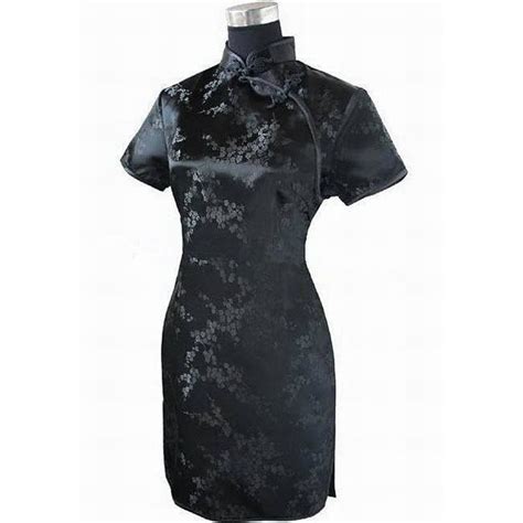 Robe Robe Qipao Traditionnelle Chinoise Noire Sexy Courte Cheongsam