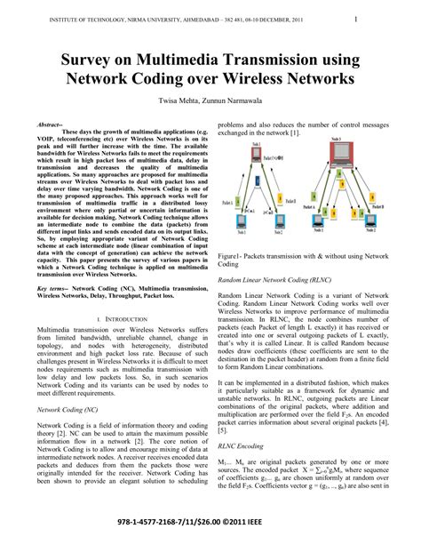 pdf survey on multimedia transmission using network coding over