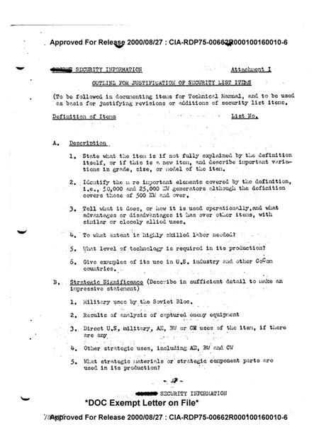 Outline For Justification Of Security List Items Documentcloud