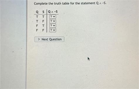 Solved Complete The Truth Table For The Statement QS Chegg Com
