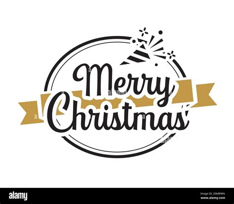 Merry Christmas Typography Label With Symbols Design Set Use For