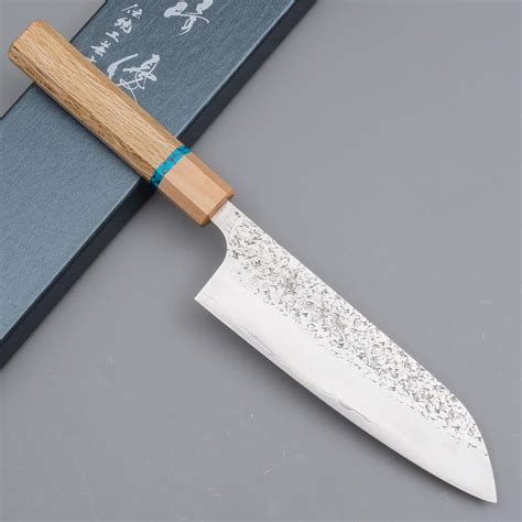 Yu Kurosaki Shizuku Oak Turquoise Santoku 17 Cm Knivesworldeu