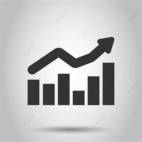 Flat Style Bar Graph With Increasing Arrow On White Background Vector Trending Pie White Png