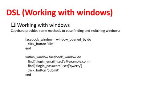 Capybara And Cucumber With Dsl Using Ruby Ppt