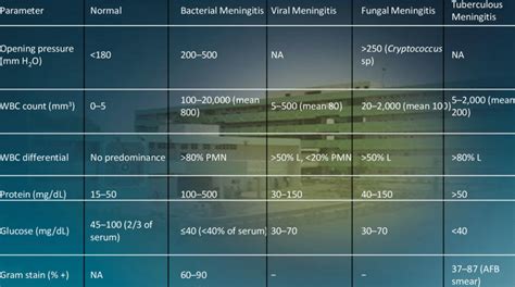 Typical Csf Findings In Patients With And Without Meningitis Download Table