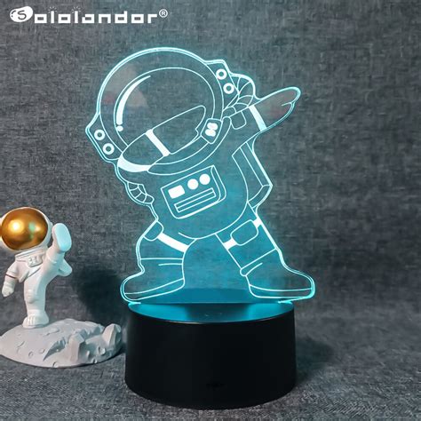 참신 우주 비행사 3d 시각 야간 조명 크리에이티브 우주인 모델 Led 책상 램프 블랙 베이스 데스크탑 침실 장식 휴일 선물