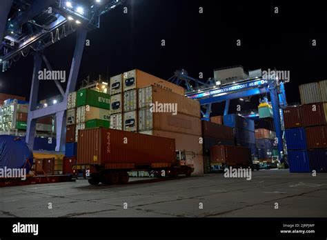 Odessa Ukraine Sirca 2019 Operation Of Container Terminal At Night