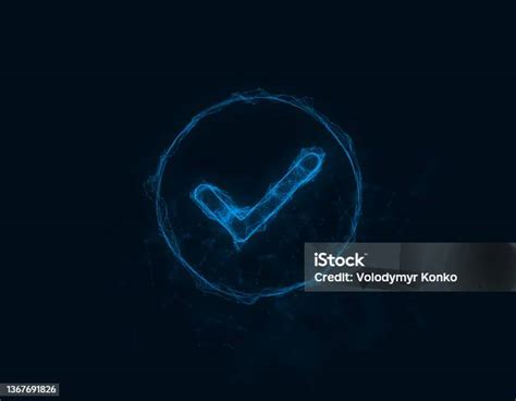 Check Mark Icon With Plexus Effect Connected Lines With Dots