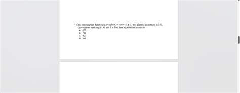 Solved If The Consumption Function Is Given By Chegg