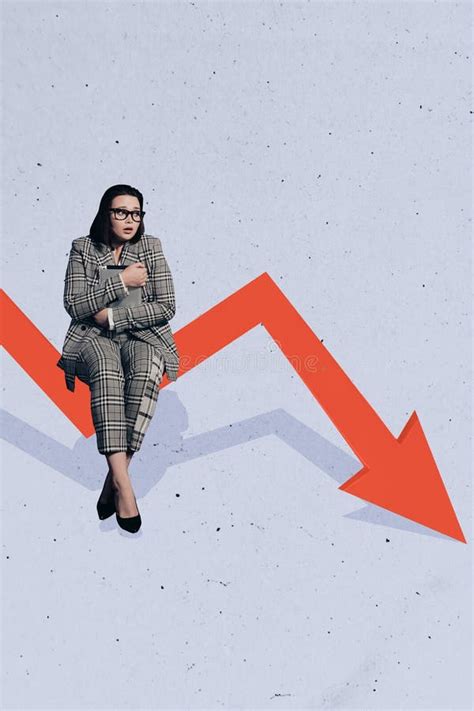 Vertical Poster Collage Businesswoman Arrow Direction Charts Devaluation Economy Crisis
