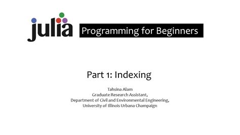 Julia Programming For Beginners Indexing Youtube