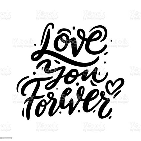 Love You Forever Hand Drawn Vector Lettering Love Romantic Quote Stock