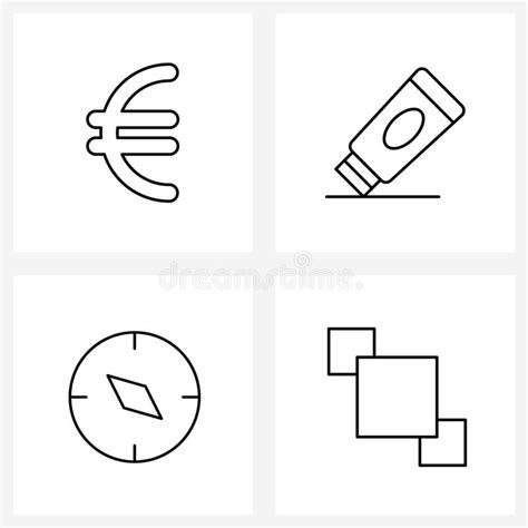 Moderne Stijlset Met 4 Lijnen Pictogrammen Op Het Raster Gebaseerd Op