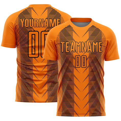 Custom Bay Orange Black Lines Sublimation Soccer Uniform Jersey Free