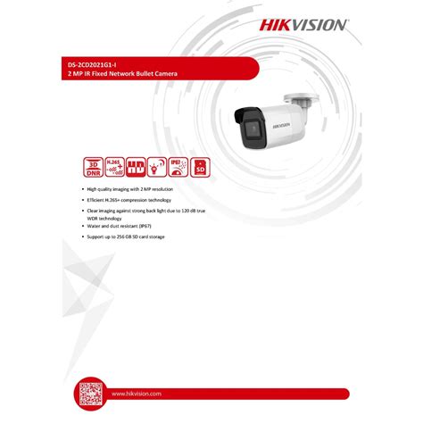 กลองวงจรปด Hikvision รน DS 2CD2021G1 I 2 MP WDR Fixed Mini Bullet