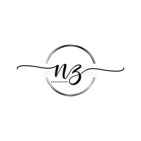 Initial Nz Handwriting Logo With Circle Template Vector Stock Vector