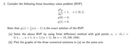 Solved 2 Consider The Following Linear Boundary Value