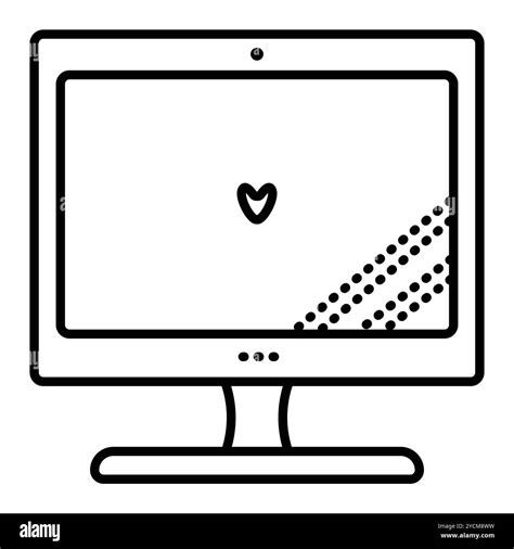 Black Line Computer Monitor Front View Of Pc Screen Single Vector Black Line Icon Outline