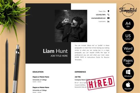 Professional Resume Example For Microsoft Word Apple Pages Graphicfy