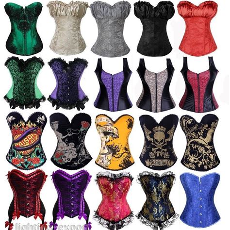 Goth Vintage Overbust Lace Sexy Boned Corset Womens Bustier Plus Size