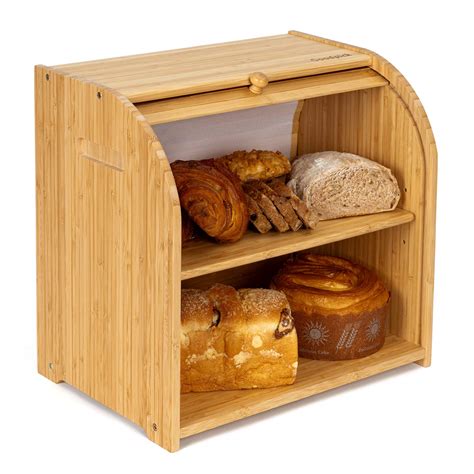 Buy Goodpick Bamboo Bread Box 2 Layer Large Capacity Bread Box
