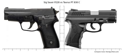 Sig Sauer P228 Vs Taurus Pt 838 C Size Comparison Handgun Hero