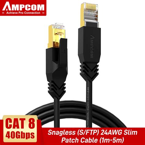 Ampcom Cat8 Ethernet Cable สายเคเบิลอีเธอร์เน็ต Cat8 ประเภท Stp แบบบาง